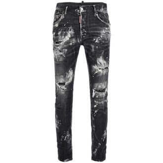 Dsquared2 Super Twinky Jeans Mit Destroyed Paint Effect, Schwarz