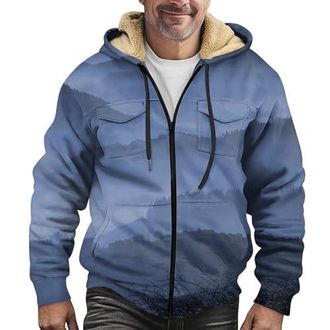 Generic Veste &agrave; capuche doubl&eacute;e en polaire pour homme avec fermeture &eacute;clair int&eacute;grale - Sweat &agrave; capuche chaud dhiver d&eacute;contract&eacute; - Sweat &agrave; capuche doux avec c