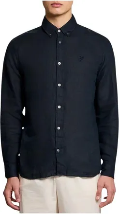 Lyle & Scott Homme, Chemises, Gris, Taille: L Chemise en lin boutonn&eacute;e