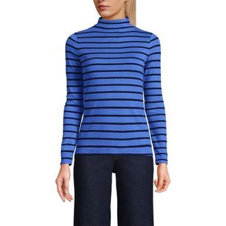 Lands End Softes Stehbund-Shirt, Damen, Größe:48-50 regular, Blau, Elasthan/Viskose/Viskose-Mischung, by Lands End