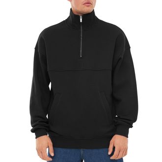 Johnny Urban Sweatshirt mit Rei&szlig;verschluss Herren & Damen Schwarz - Cooper - Half Zip Sweater Pullover aus Baumwolle - Oversized Troyer Mit K&auml;ngurutasche - Stehkra