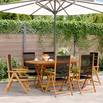 vidaXL Vidaxl - Gartenstuhl Verstellbar 6 Stk. Schwarz Massivholz Akazie