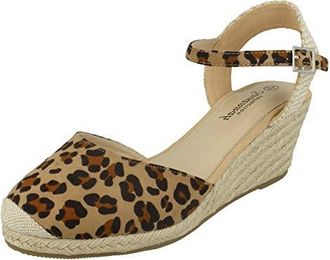 Savannah Espadrilles compens&eacute;es en corde pour femme - - Marron l&eacute;opard, 38 EU