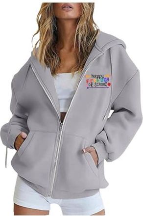 Generic Veste de surv&ecirc;tement &agrave; capuche pour femme - Veste &agrave; capuche surdimensionn&eacute;e - Fermeture &eacute;clair - Veste de sport - Manches longues - Veste de surv&ecirc;teme