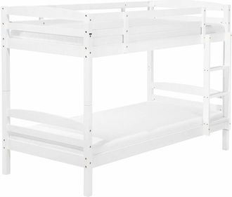 Beliani Hochbett Weiß Kiefernholz 2 Lattenroste 90 x 200 cm Leiter Modern Etagenbett für 2 Personen Schlafzimmer Ausstattung