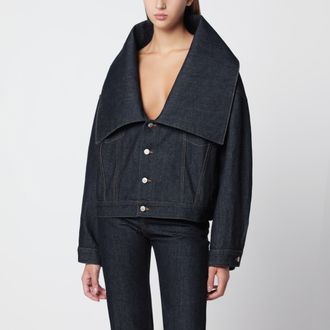 Balenciaga Indigoblaue Denimjacke mit weitem Ausschnitt