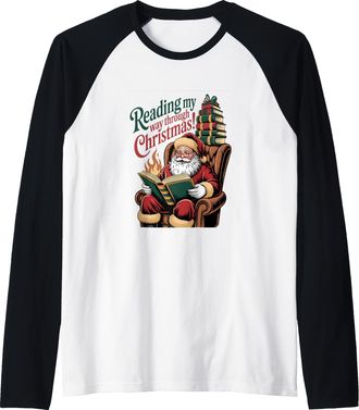 Mapanoli Design Ich lese Meinen Weg durch Weihnachten - Book Lover Santa Raglan