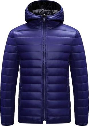 Generic Doudoune imperm&eacute;able &agrave; capuche pour homme, doudoune dhiver chaude et l&eacute;g&egrave;re, style militaire, bleu marine, taille L