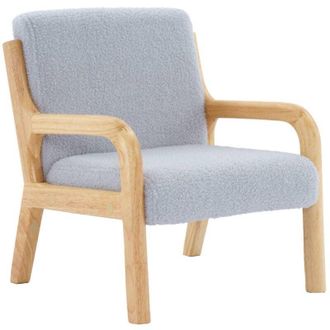 Sweeek Sweeek - Skandinavischer Kindersessel mit Holzgestell und Boucl&eacute;-Bezug
