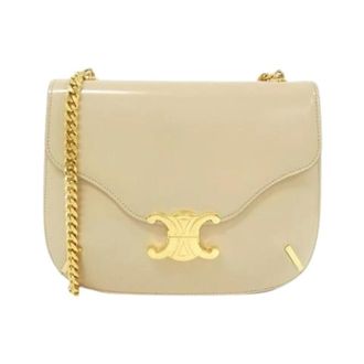 Celine Pre-owned Sac Besace Triomphe en cuir avec cha&icirc;ne - Femme - Pre-owned - Beige - Taille: ONE Size