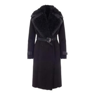Patrizia Pepe Mantel mit Wildlederoptik - - Coats - Damen - Schwarzk - S