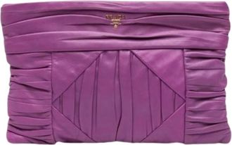 Prada Pre-owned Pleated Nappa Leather Clutch - - Pre-owned - Damen - Lila - ONE SIZE