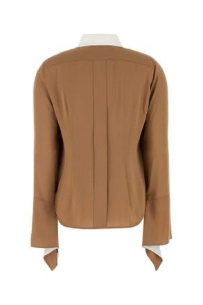 Max Mara Womens Caramel Crepe Pio Shirt Cammello Exterior: Silk Camicie