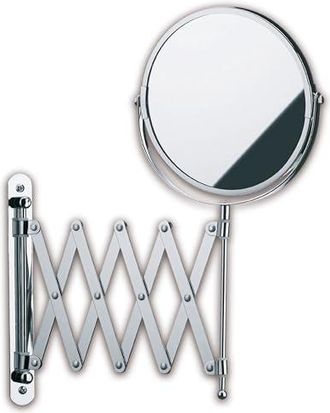 KELA Wand Kosmetikspiegel mit Vergrößerung AVITA 16 cm, 1-/5-fach, Wandmontage, Schminkspiegel ausziehbar, Metall verchromt, Rasierspiegel