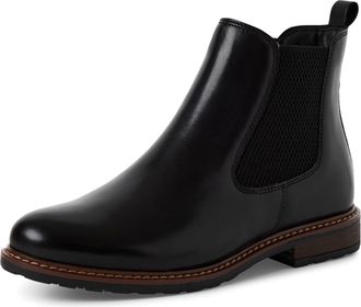 Tamaris Damen Chelsea Boots, Frauen Stiefeletten,halbstiefel,Kurzstiefel,uebergangsschuhe,uebergangsstiefel,flach,Boots,Black Leather,40 EU