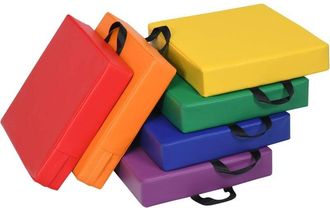 Costway Costway - 6er Set Kinder Stuhlkissen mit Griff, Bodenkissen mit Reissverschluss, Sitzkissen Mehrfarbig, Sitzerhoehung Hauptkissen fuer Kinderzimmer