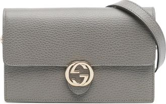 Gucci Hobo Bags - Leather Interlocking G Dollar Wallet on Chain - Gr. unisize - in Grau - f&uuml;r Damen