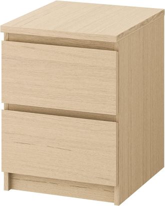 IKEA Malm Kommode mit 2 Schubladen, Eichenfurnier wei&szlig; gebeizt, 101.786.01