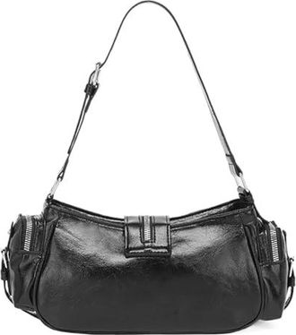 Generic Y2K - Sac &agrave; bandouli&egrave;re punk pour femme - En polyur&eacute;thane - Avec rivets - Pour les voyages, le shopping, lutilisation quotidienne, Noir, 11.42x5.51x4.