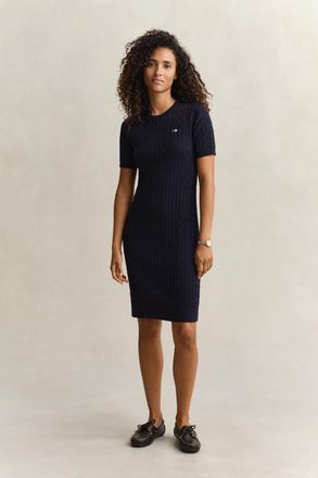 GANT Damen Zopfstrick Kleid aus Baumwolle (XXL) EVENING Blau