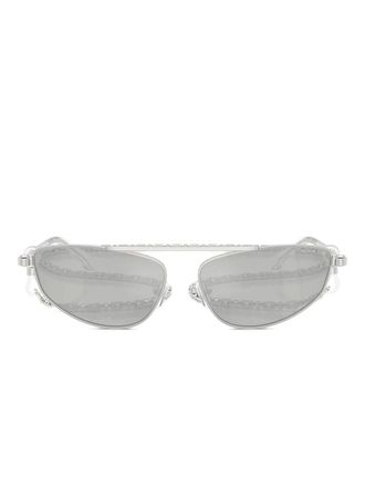 Michael Kors lunettes de soleil &agrave; monture g&eacute;om&eacute;trique - Silver Shiny