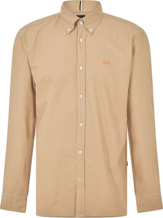 HUGO BOSS Button-Down-Hemd f&uuml;r Herren, Lang&auml;rmlig (Hellbeige)