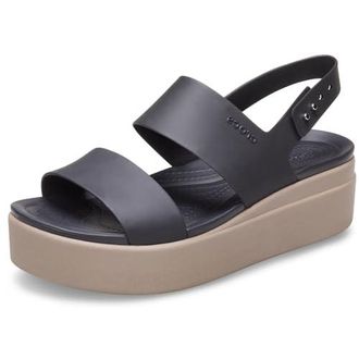 Crocs Femme Brooklyn Low Wedge Sandales, Black/Mushroom, 34/35 EU