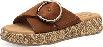 Tamaris Comfort mules femme cuir avec fermeture velcro, Cognac, 38 EU