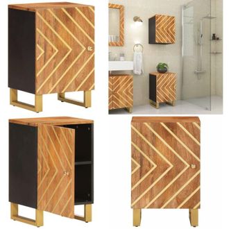 vidaXL Vidaxl - Badschrank Braun und Schwarz 38x33,5x58 cm Massivholz Mango - Badschrank - Badezimmerm&ouml;bel - Mangoholz - Holzm&ouml;bel - Handtuchhalter - Home &