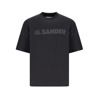Jil Sander Homme, Tops, Noir, Taille: XL Logo T-Shirt