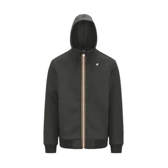 K-Way Homme, Sweatshirts et sweats &agrave; capuche, Vert, Taille: XS SweaT-shirt Vert Noir Veste Scuba L&eacute;g&egrave;re