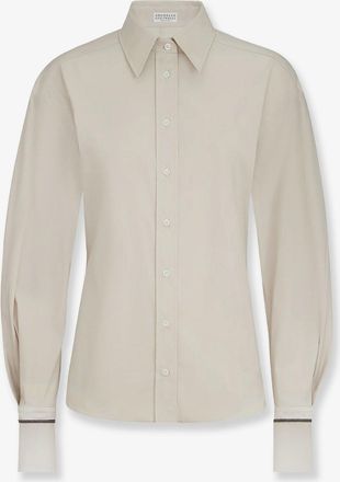 Brunello Cucinelli Cotton blend shirt with silk cuffs - BRUNELLO CUCINELLI - gender_Woman