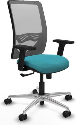 Piqueras y Crespo B&uuml;rostuhl Zulema mit 2D-Armen, h&ouml;henverstellbare Lendenwirbelst&uuml;tze, ausgestattet mit Sincro 3 Positionen und Schneideschaum, Grau/T&uuml;rkis