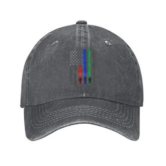Generic Ligne Fine Bleue Rouge Verte en Forme De U Unisexe Casquette Trucker L&eacute;ger Chapeau De Cowboy R&eacute;glable Chapeau pour Cyclisme Voyage Toutes Les Saisons