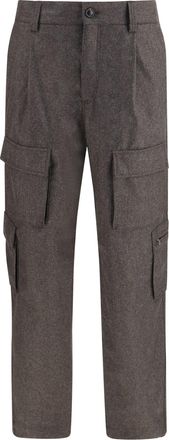 Brunello Cucinelli Virgin Wool Flannel Cargo Pants - Brown