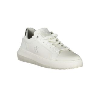 Calvin Klein Logo-Embroidered Leather Sneaker - White