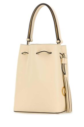 Valentino Garavani Womens Ivory Leather Vlogo Signature Bucket Bag Butterwhite Calf - Bos Taurus Borse A Secchiello
