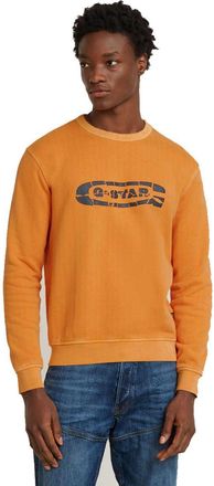 G-Star G-Star RAW Mens Destroyed g Logo Washed Sweater Sweatshirt, Orange (Marmalade gd D25101-D688-G745), X-Large