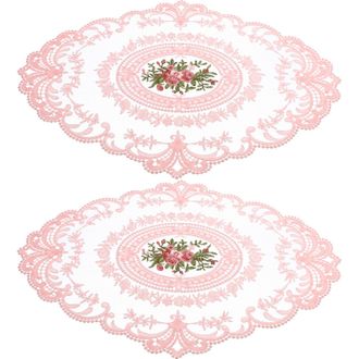 BESPORTBLE HYTROVE 2 St&uuml;ck Besticktes Spitzentischset aus Milchseide 30X43cm Dekoratives Tischset f&uuml;r Hochzeit Party Festliche Tischdekoration