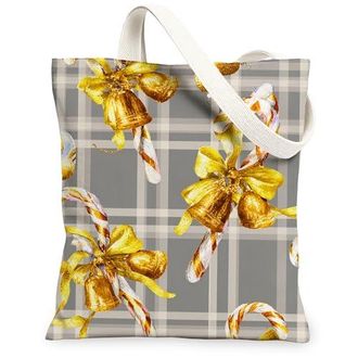 Generic Sacs fourre-tout vintage en toile, motif cloche d&eacute;corative, sacs de courses r&eacute;utilisables, l&eacute;gers et lavables &agrave; bandouli&egrave;re pour salle de sport, voyag