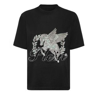 Philipp Plein Jersey T-Shirt Rundhals Einhorn - - Tops - Damen - Schwarzk - S