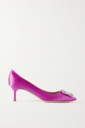 Manolo Blahnik Escarpins En Satin À Ornements Hangisi 50 - Rose