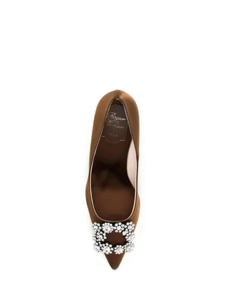 Roger Vivier Womens Satin Pumps Efflorescence Cacao Silk High Heel Shoes