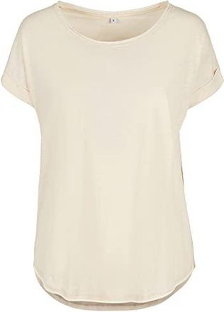 Build Your Brand T-Shirt Long pour Femme - Manches Courtes - Dos allongé - Noir ou Blanc - Tailles XS à 5XL, Sable Blanc, M