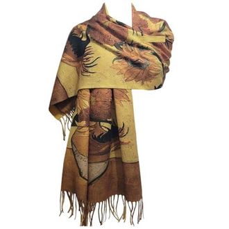 GFM &Eacute;charpe en laine m&eacute;lang&eacute;e avec texture cachemire, motif peint artistique, pour automne hiver (PWSHL), L