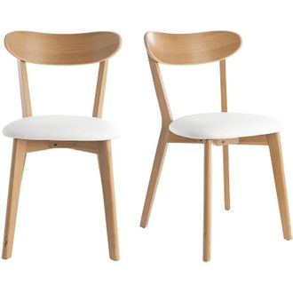 Miliboo St&uuml;hle im Eichen-Vintage und wei&szlig;e Sitzfl&auml;che (2er-Set) DOVE