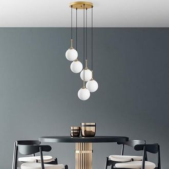 Opviq Elegant Gold Chandelier, Adjustable Height 40-115 cm, Metal Body, &Oslash;15 cm Cap, 5 x E14 Max 40W, Perfect for Modern Living Spaces, IP20 Rated
