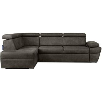 Konsimo Ratlo Ecksofa, Schlaffunktion, 4 /5 Sitzer, Bettkasten, Lederoptik, grau - Konsimo