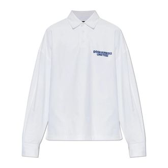 Dsquared2 Polo-Shirt aus Baumwolle mit Print-Logo - - Tops - Herren - Wei&szlig; - XL