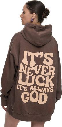 Worldclassca Hoodie Worldclassca Oversized LUCK Print Hoodie Kapuzenpullover Sweatshirt PRINT ITS NEVER LUCK ITS ALWAYS GOD